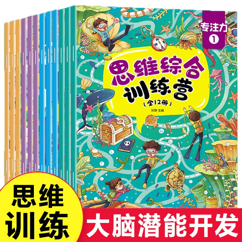 全12册儿童全脑思维开发能力训练 左右脑益智开发书籍 2-6岁宝宝专注力观察力记忆力子互动脑力挑战