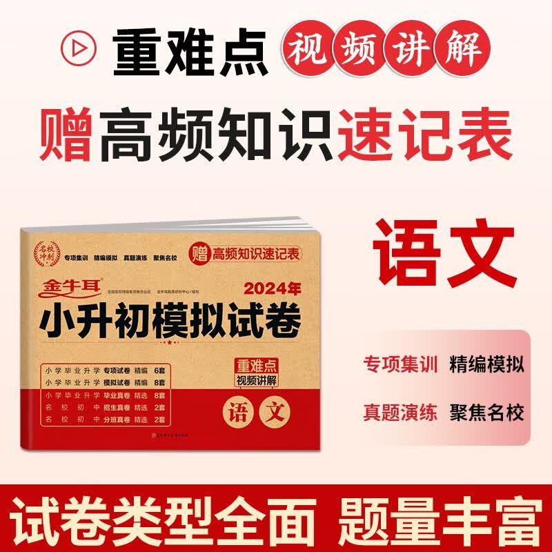 小升初试卷语文模拟试卷2024年小考必刷题真题卷人教版一本知识大盘点小学升初中毕业升学系统总复习