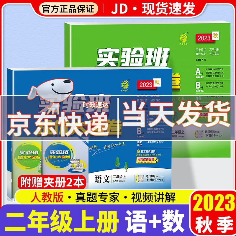 2023新版小学实验班提优大考卷二年级上下册语文数学人教版北师版单元测试卷期末冲刺100分卷子 【二年级上】共2本 语文+数学 人教版