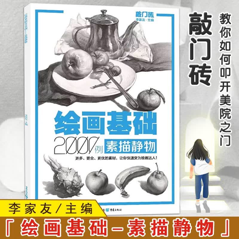 【13年老店】敲门砖系列绘画基础素描静物2000例 李家友编静物单体组合素材步骤示范范画临摹艺考