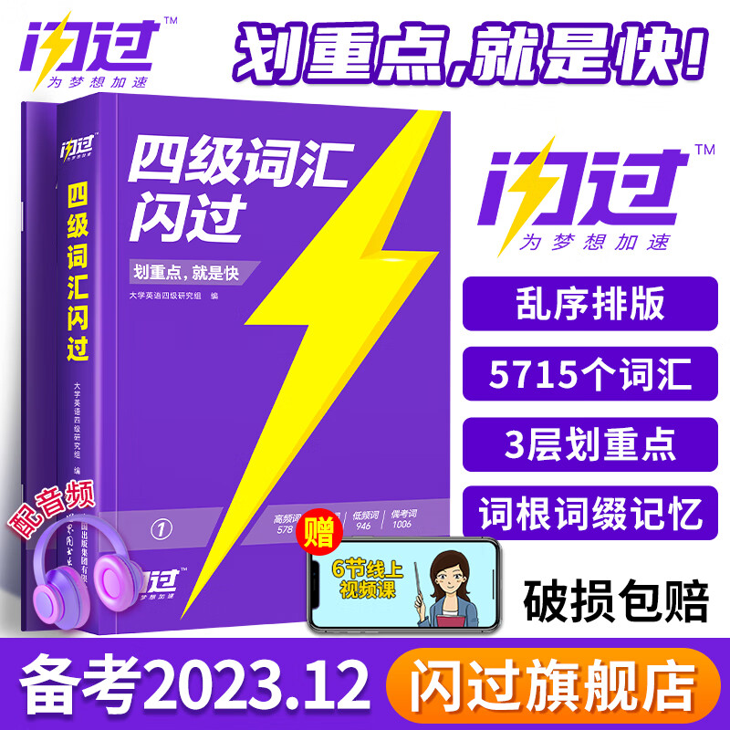 【备考2023.12】四级词汇闪过大学英语四级真题试卷巨微英语四级历年真题四级单词书大学英语四级专项训练全套 2023.12【四级词汇闪过】