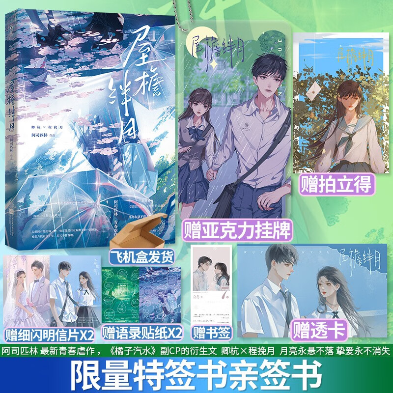 【限量赠卷轴亚克力挂牌拍立得透卡】 屋檐绊月 阿司匹林著 青春虐恋be美学言情小说完结 屋檐绊月亲签书
