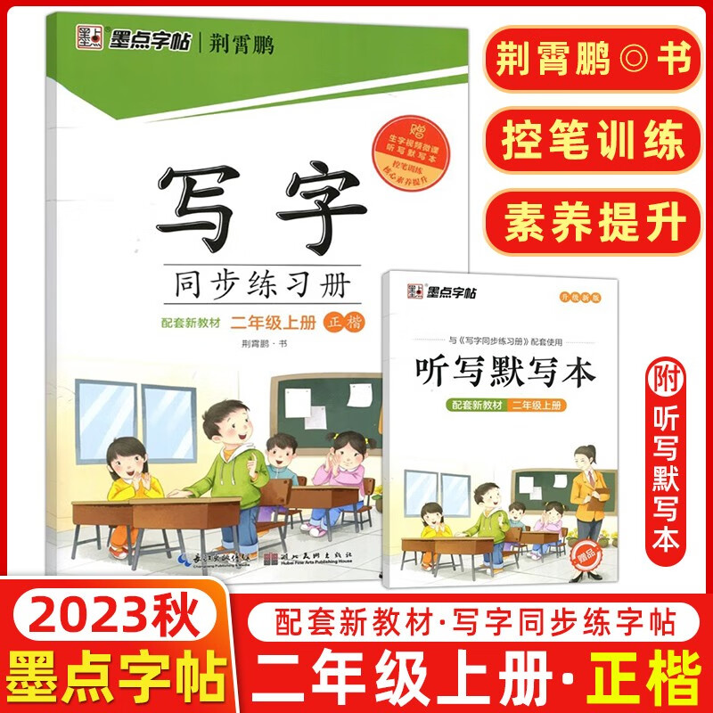 年级自选】2023新版墨点字帖写字同步练习册一年级二三四五六七八年级上册下册正楷语文教材人教版中小学生硬笔控笔训练荆霄鹏 写字同步练习册 二年级上册