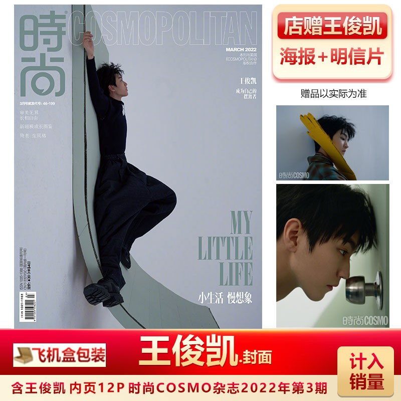 现货 T锦绣3月 王俊凯封面+赠官方海报+店赠明信片+飞机盒 计入销量 T锦绣风尚志/世界时装之苑ELLE/杂志2023年3月/三月号 王俊凯期刊 时尚伊人22年3月王俊凯封面+店赠海报明信片