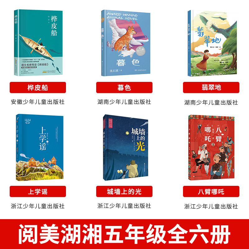 2023阅美湖湘笔墨书香经典阅读五年级上下全套课外书桦皮船安徽少 五年级必读全套6本