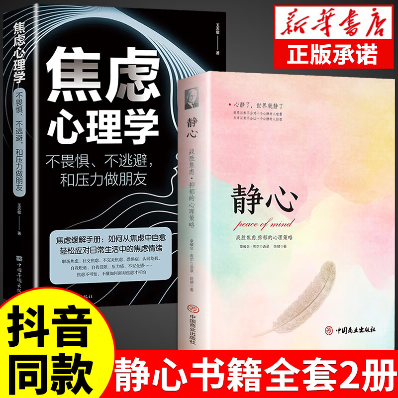 静心书籍人生三大学问 放下照着做你就能掌控情绪你就能战胜拖延战胜焦虑抑郁的心理走出心魔 心灵励志静心书籍积极心理学情绪控制书籍 【全2册】静心+焦虑心理学