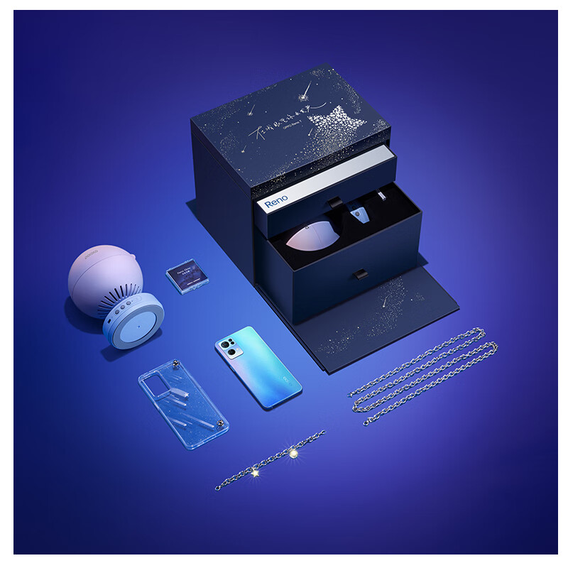OPPO 推出 Reno7 流星宝藏限定礼盒：含金属链/手机壳/星空灯 - IT之家