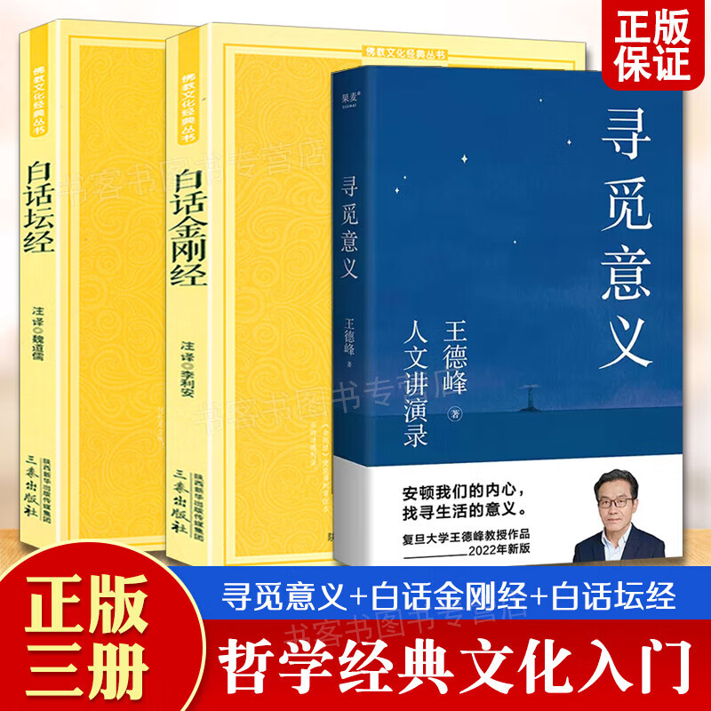 全3册寻觅意义+白话金刚经+白话坛经王德峰六祖坛经慧能全注全译注释译文简体易懂佛教入门禅修经典书减少 经典书减少