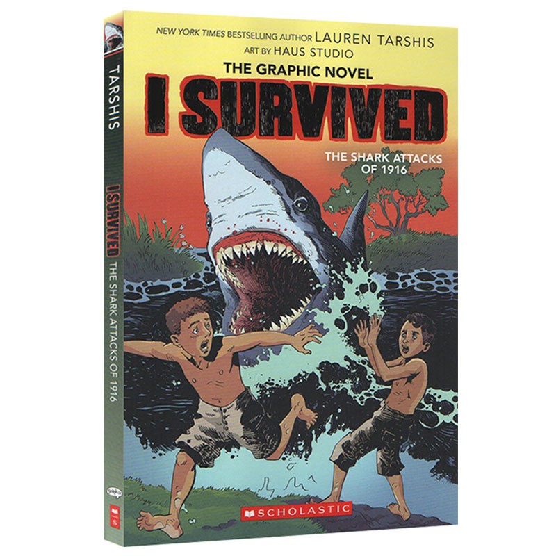 英文原版 幸存者系列 I Survived #2 The Shark Attacks of 1916 鲨鱼袭击 灾难题材 儿童冒险 全彩章节漫画 青少年课外阅读 . 梦想童趣城