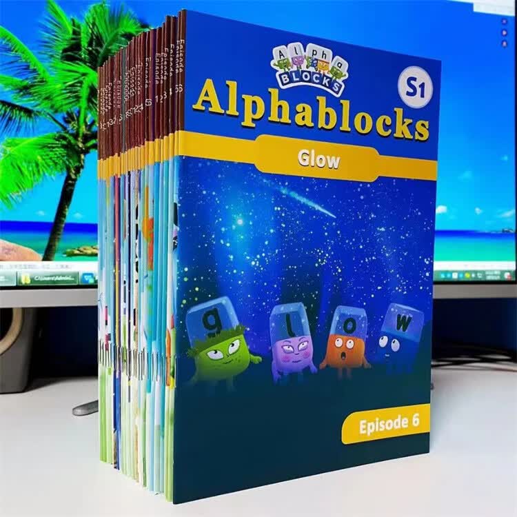 点读版Alphablocks字母台词书拼读教具送卡片+涂色纸