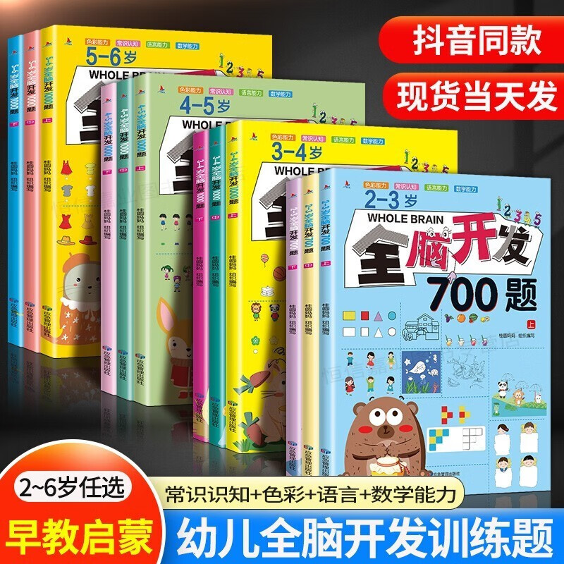 【抖音同款】3-6岁全脑开发思维游戏书幼儿逻辑思维训练 2-6岁700题全3册图书 幼儿启蒙 儿童早教益智书 全脑开发全套12册