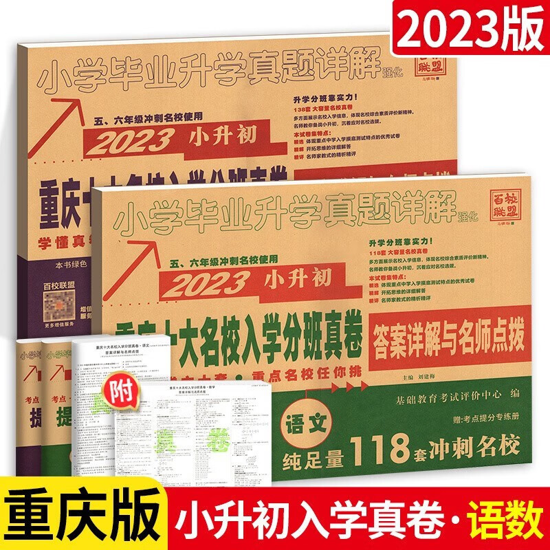 2023重庆重点十大名校真题卷小升初招生真卷语文数学人教版小升初系统总复习资料初一分班考试卷小学重庆专版 【更划算】小升初真题卷：语文数学2本小学升初中