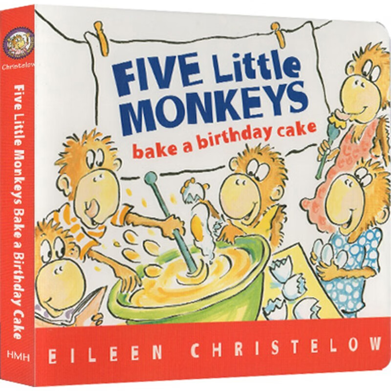 英文原版 Five Little Monkeys Bake a Birthday Cake 纸板书 五只小猴烤生日蛋糕 儿童启蒙绘本 Eileen Christelow