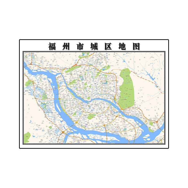 福州市城区地图1.1m福建省高清防水彩色行政交通及家用办公装饰画 不覆膜