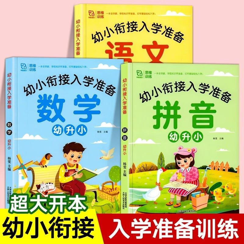 幼小衔接教材全套一日一练 学前班拼音数学语文练习册整合用书幼儿园大班幼升小衔接暑假作业一年级入学准备启蒙练习题人教版 【3本】幼小衔接教材全套