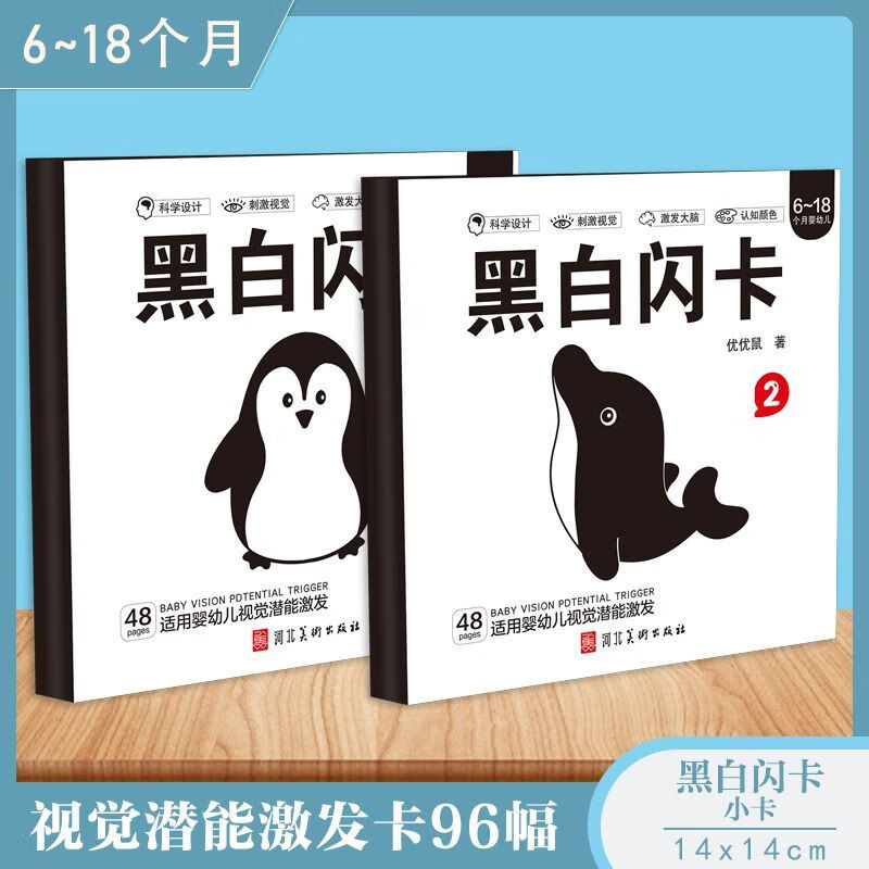 黑白卡片婴儿早教卡益智玩具0-2岁科学激发左右脑成长彩色黑白卡 黑白婴幼儿视觉潜能激发卡-小