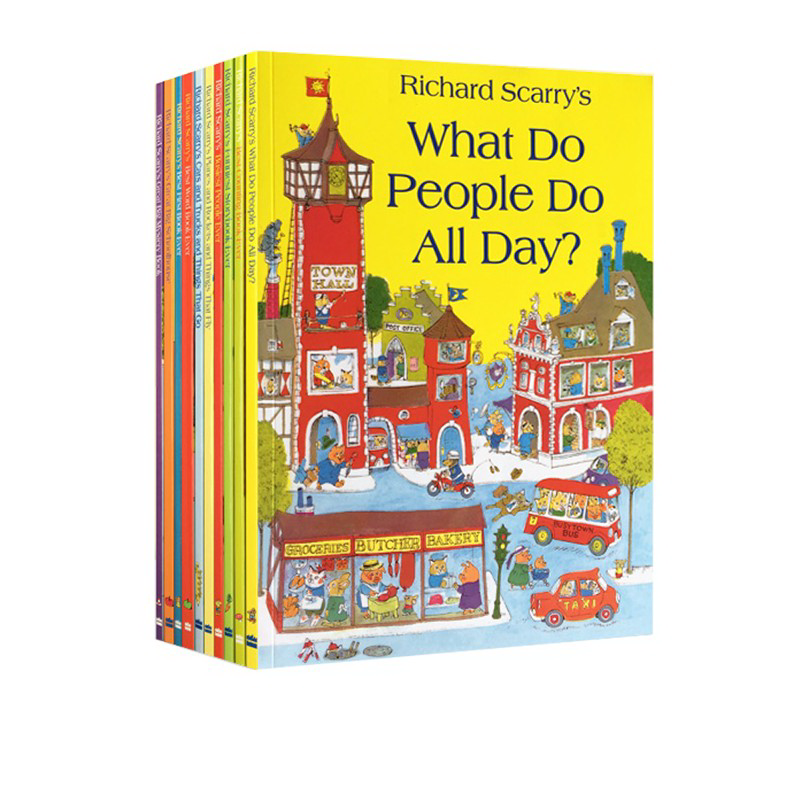 英文原版 Richard Scarry 系列 斯凯瑞 儿童启蒙阅读绘本 理查德斯凯瑞金色童书 10册套装