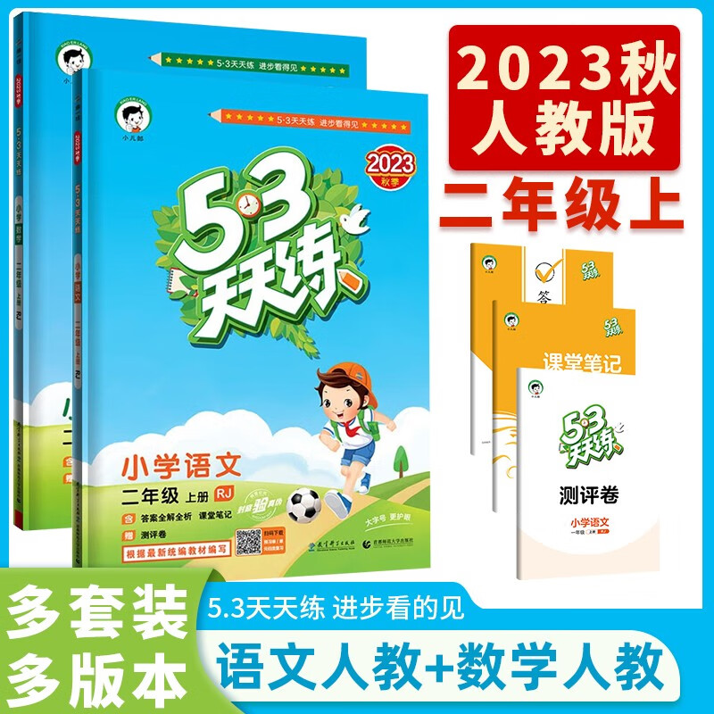 科目自选】2023秋新版53天天练二年级上5.3小学二年级上册五三语文数学全套同步训练练习册5+3附测评卷 上册语文+数学套装2本人教版RJ 2年级上同步练习题