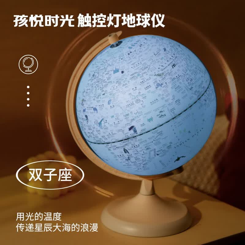 20cm发光地球仪 USB充电款 初中小学高中客厅家用台灯