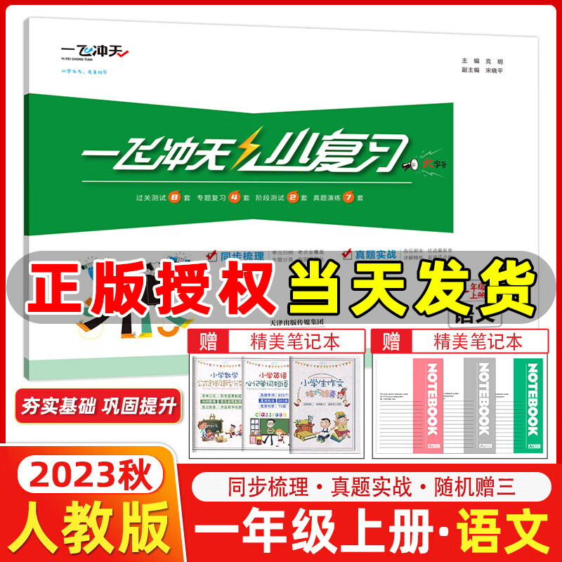 科目自选】天津2023新版一飞冲天小复习一年级上册下册语文数学人教版RJ版 小学1年级教材同步单元测试卷天津期末真题卷 一年级上册 语文 人教版