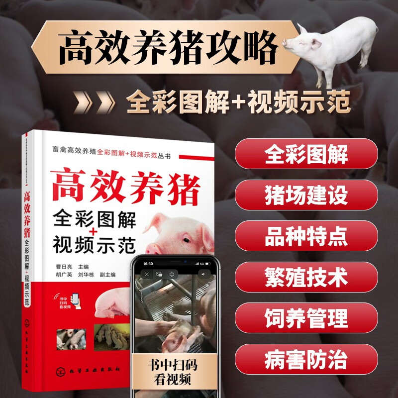 高效养猪全彩图解视频示范 曹日亮 畜禽高效养殖 科学养猪技术饲养管理技术疾病防治方法 高效养猪技术大全 养猪书籍 肉猪种猪母猪仔猪养殖教程 母猪产后护理 猪场管理养猪户书籍 化学工业出版社