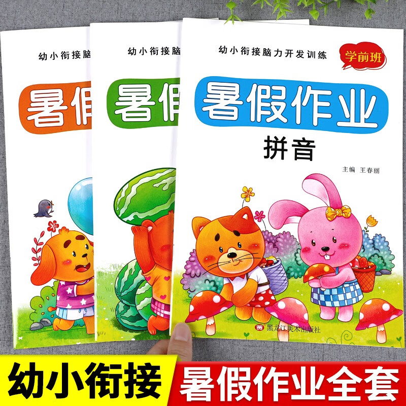 幼小衔接暑假作业幼儿园拼音数学语言教材全套幼升小学一年级入学准备大练习专项综合训练学前班中大班练习册测试卷练习题每日一练 【全3册】学前班暑假作业（拼音+数学+语言）