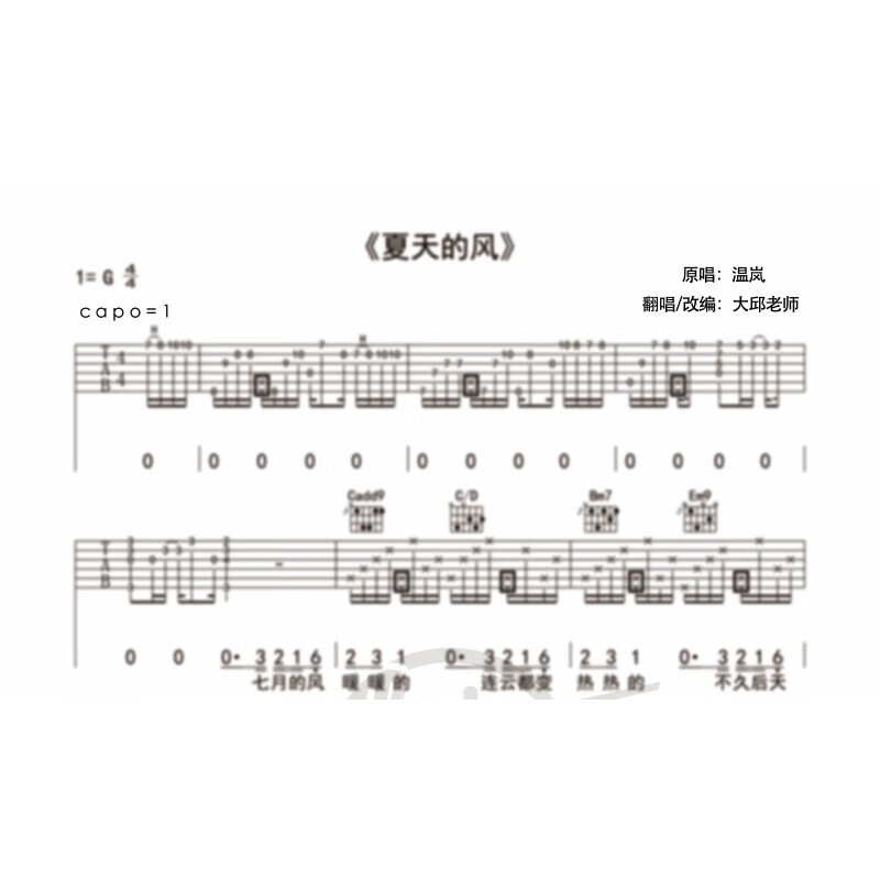 大邱老师《夏天的风》吉他谱