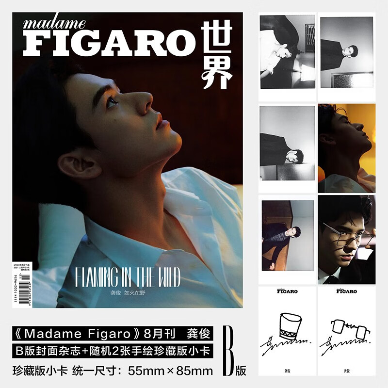 费加罗八月 龚俊A/B封面+赠官方小卡随机2张 计入销量 飞机盒包 MadameFigaro中文版费加罗世界杂志2023年8月 龚俊封面 B版 费加罗23年8月龚俊+赠官方小卡随机2张