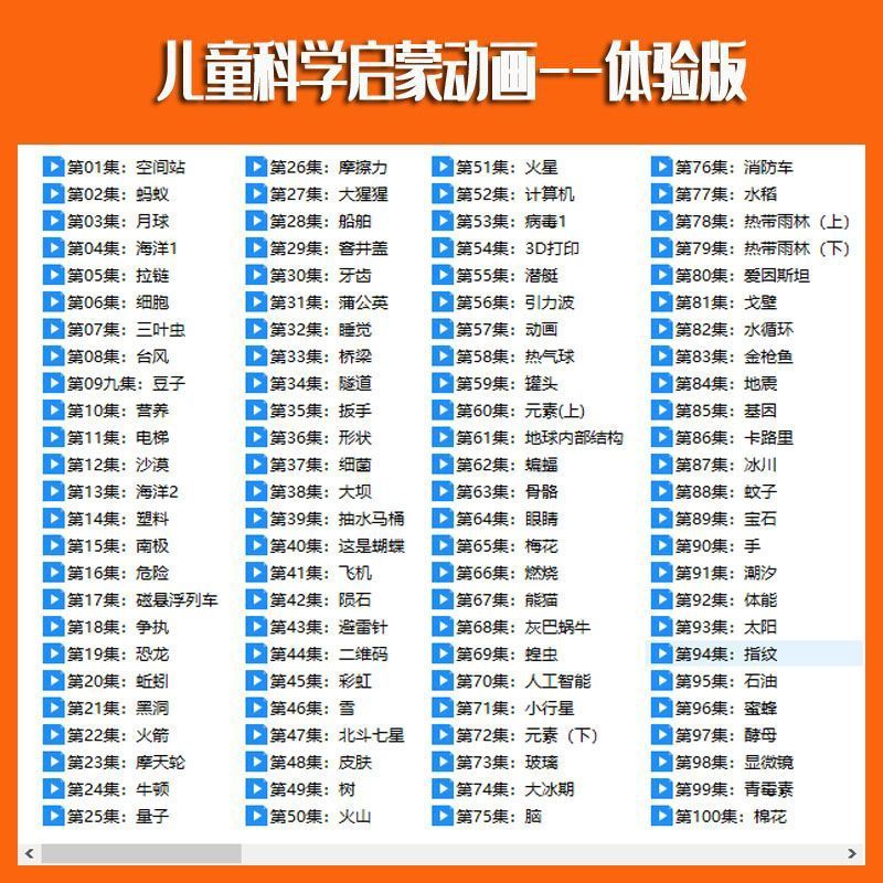 动画视频u盘大容量 儿童科学科普早教视频随机十集
