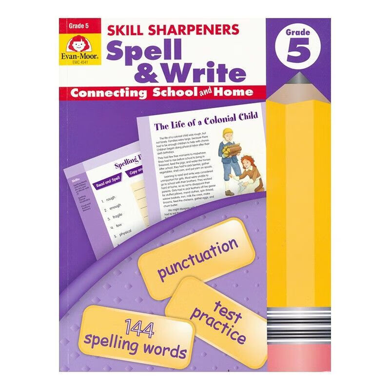 Evan-Moor Skill Sharpeners Grade 5 美国加州技能铅笔刀小学五年级练 技能铅笔刀 拼写