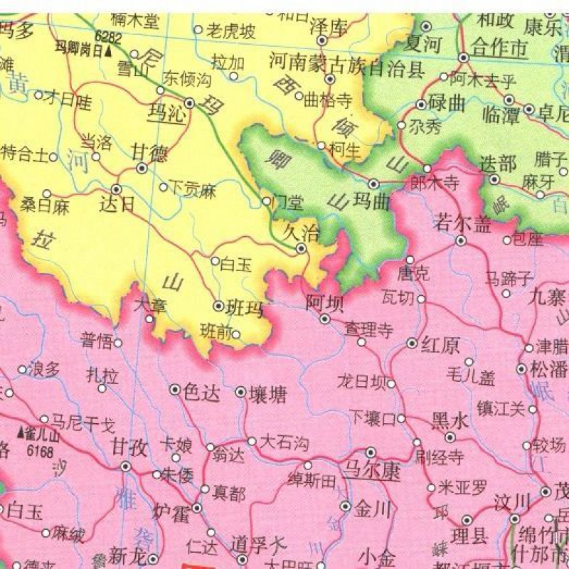 中国地图世界地图折叠贴图学生桌面地图政区图+地形图双面