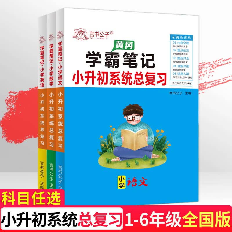 黄冈学霸笔记小学全套知识大全小升初系统总复习六年级上下册资料数学公式大全必刷题五年级真题卷英语知识点汇总衔接教材集锦辅导 【语文英语】2科 小学通用
