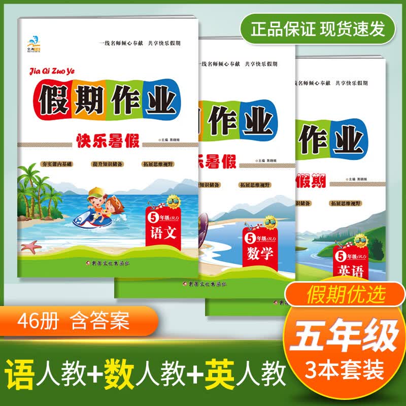 2023五年级暑假作业语文数学英语下册人教版北师大版文涛书业5升6年级天地快乐假期小学天天练五年级数学思维训练 【语文人教+数学人教+英语人教】3本