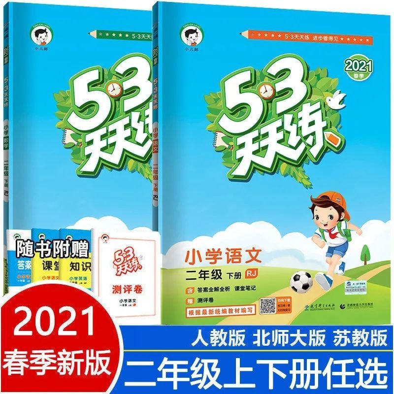正规53天天练二年级上下册语文数学人教版五三上下册同步练习册 二年级下册