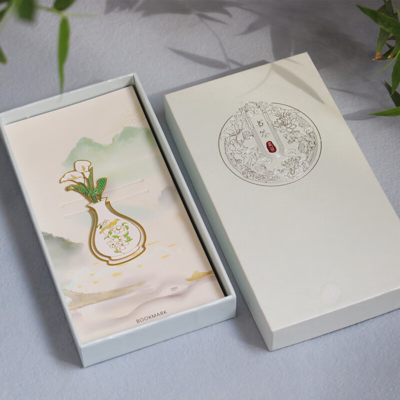 古典金属黄铜插瓶花卉书签牡丹百合康乃馨郁金香创意文艺礼品书签 马蹄莲礼盒装