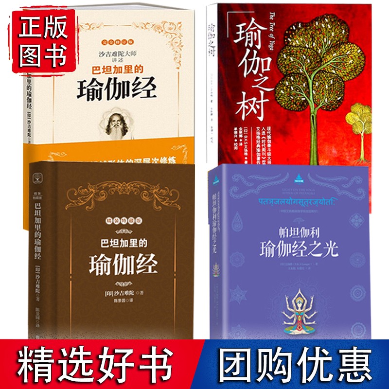 大师解读瑜伽经4册 沙吉难陀艾扬格 帕拉伯瓦南达巴坦加里的瑜伽经+帕坦伽利瑜伽经之光+瑜伽树 现在开始讲解瑜伽新版