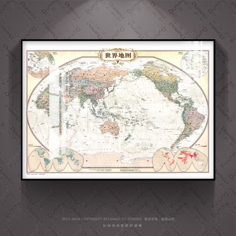 中国地图挂画客厅沙发背景书房老板办公室背景墙画世界地图装饰画 世界地图2 单幅尺寸价格(此款尺寸偏大均为定制拍下之前联系客户