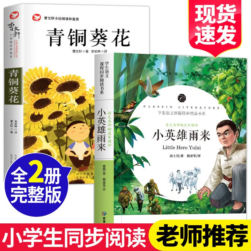 青铜葵花曹文轩小英雄雨来宝葫芦的秘密完整版四年级下册阅读课外书必读 老师推荐繁星春水巨人的花园海 【2册全套】青铜葵花+小英雄雨来