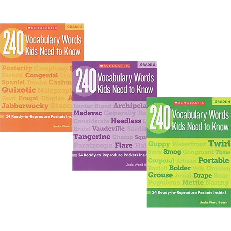 小学高年级4-6年级 英文原版 240 Vocabulary Words Kids Need to Know 3册 Scholastic学乐练习册 需掌握240个词汇 .
