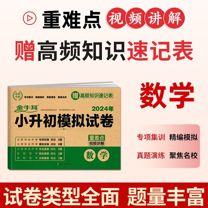 小升初试卷数学模拟试卷2024年小考必刷题真题卷人教版一本知识大盘点小学升初中毕业升学系统总复习