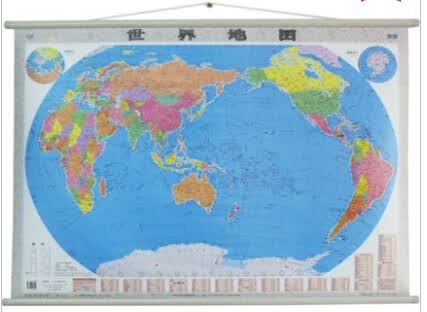 世界地图挂图1.05米/D70.75米比例尺1:3300000家庭装饰书房办公室教室防水覆膜+