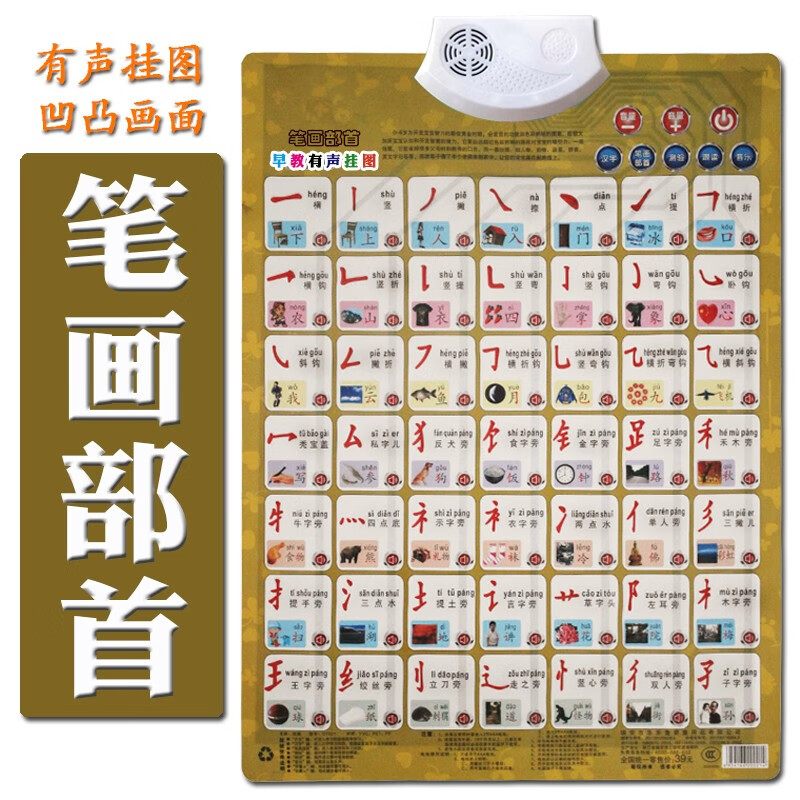 宝宝有声挂图点读发音玩具婴儿童学习卡片人物学数学认汉字数字 笔画部首