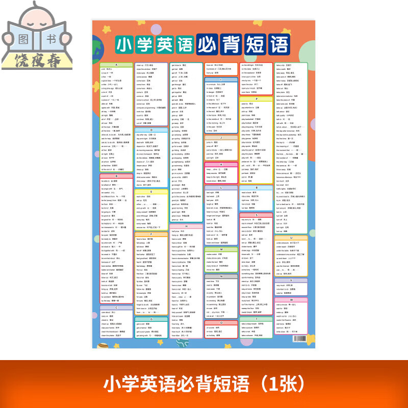小升初分类基础核心单词大全挂图纸 小学英语必背短语挂图（1张）