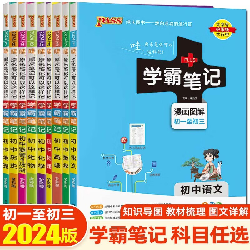 【可选】2021版学霸笔记初中数学语文英语物理化学生物政治历史地理人教版 初一初二初三通用中考复习