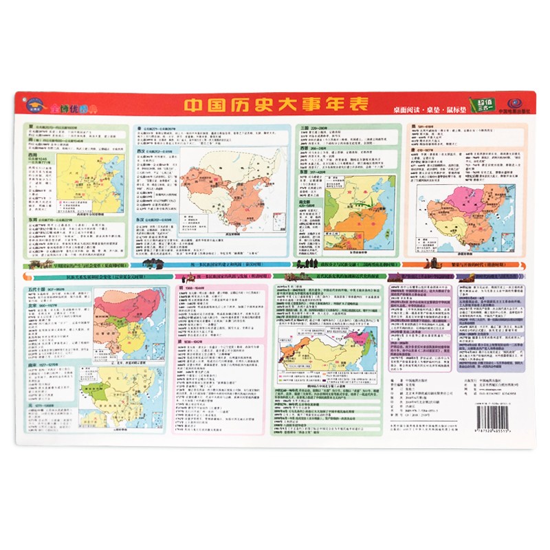 中国历史大事年表 8开学生桌面阅读 正反双面防水撕不烂 金博优学习图典