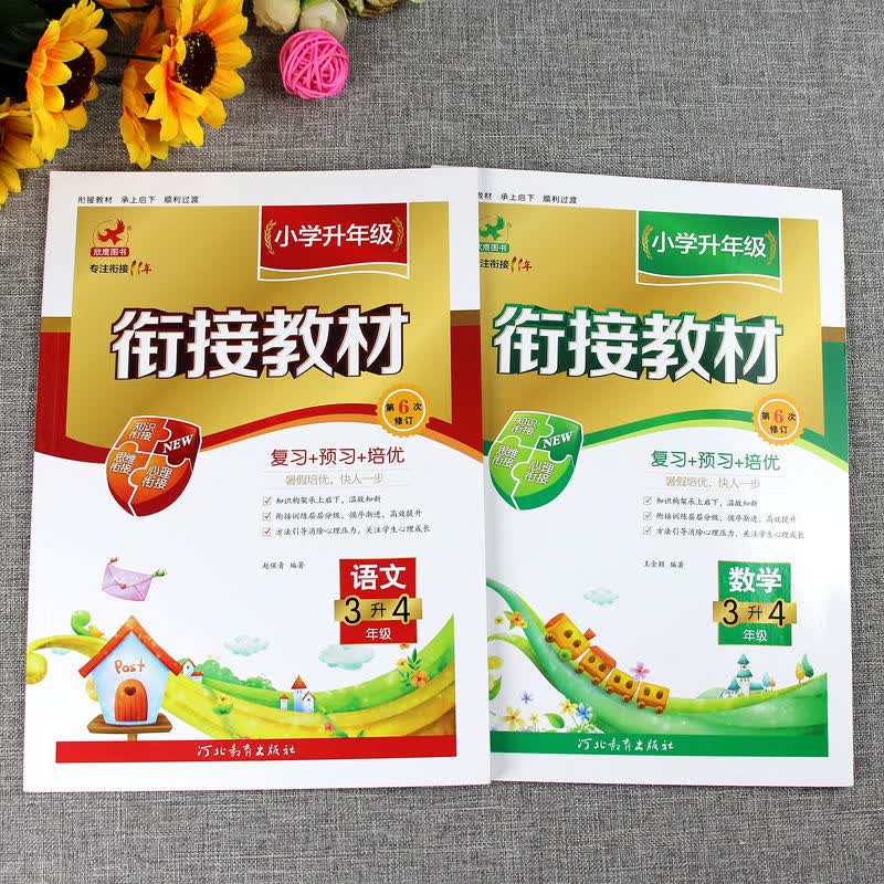 正规欣鹰小学升年级衔接教材3升4年级语文数学英语三年级升四年级 语文+数学 3升4