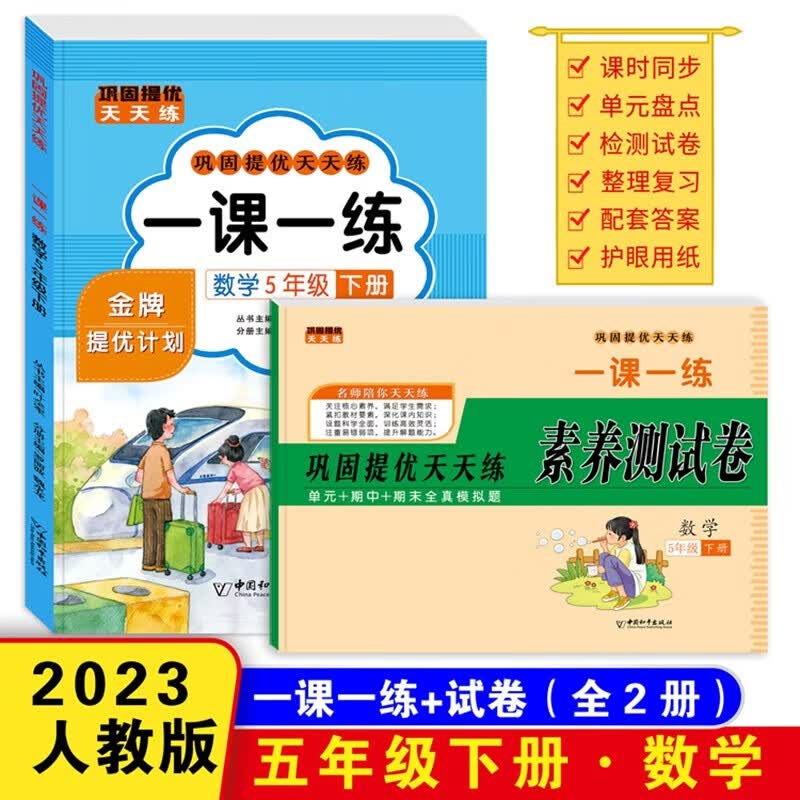 五年级下册数学巩固提优天天练 （全套2册）人教部编版同步期中期末冲刺测试卷+一课一练课时作业