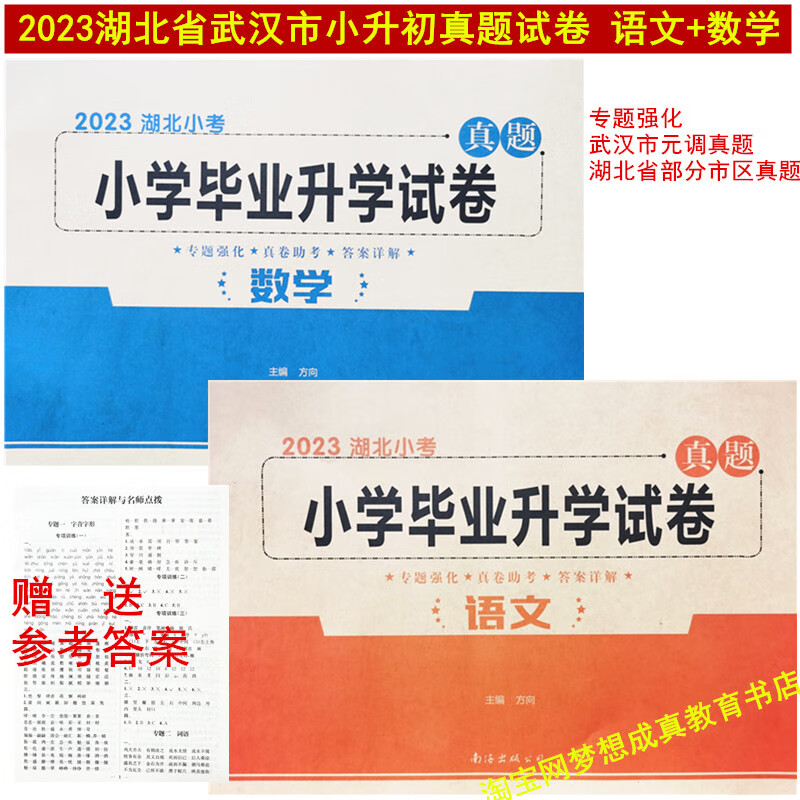2023湖北省武汉市小考小升初小学毕业升学语文+数学专题+真题试卷 语文+数学 两本 小学升初中
