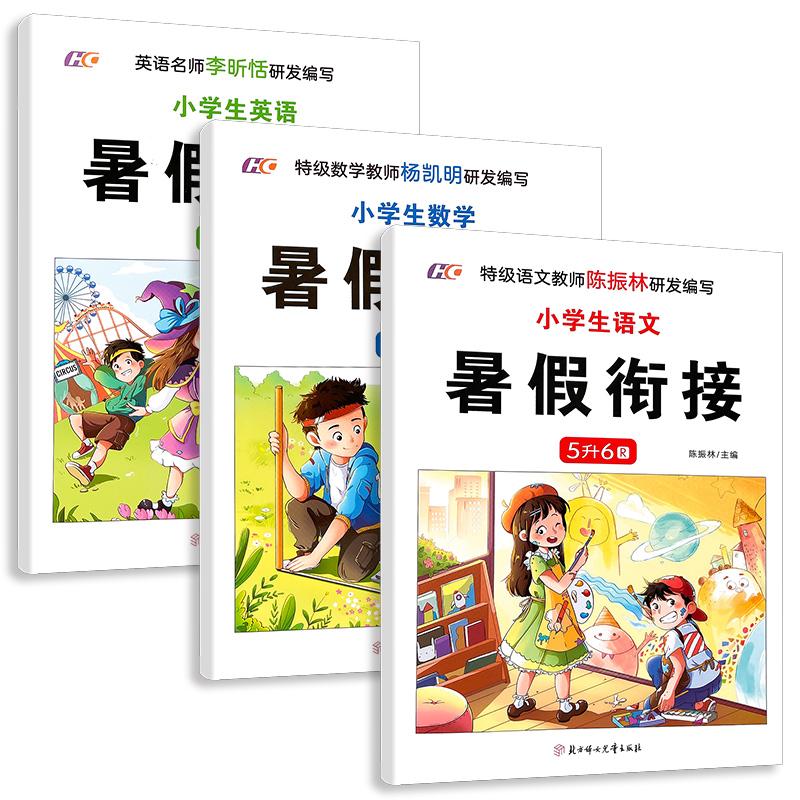 暑假衔接一升二升三升四升五升六人教版小学一年级二年级三四五六年级下册语文数学英语暑假作业练习册全套小 【5升6】语文+数学+英语 小学通用