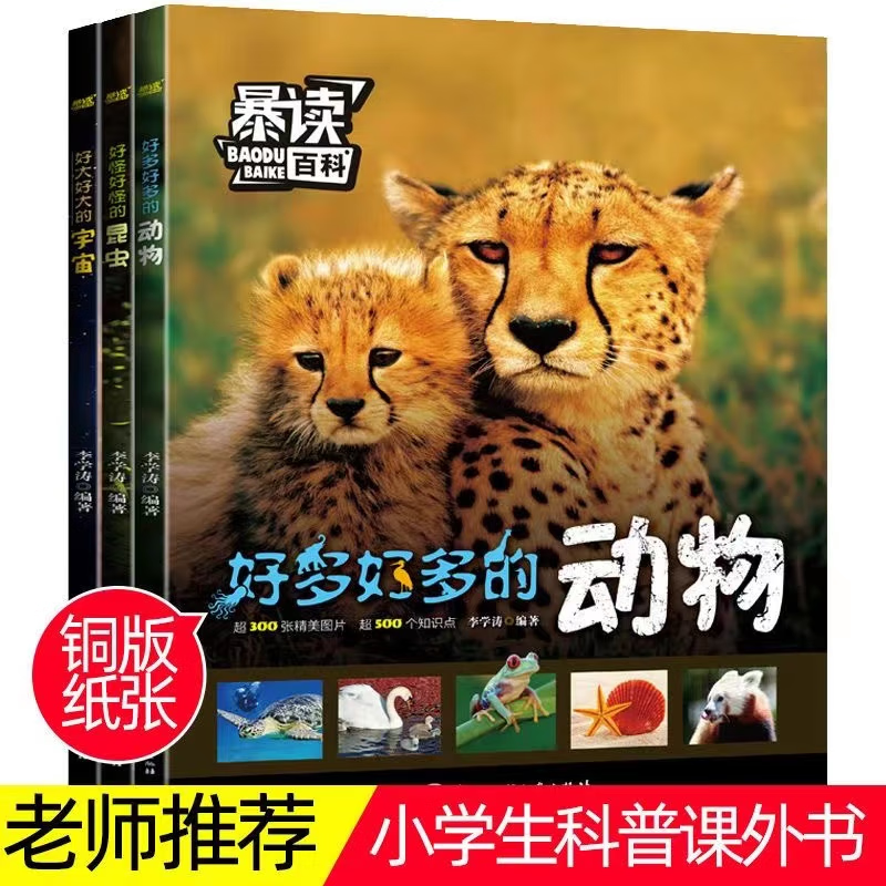 暴读百科 昆虫动物世界宇宙百科全书小学生科普课外阅读书全3册 【3册】暴读百科